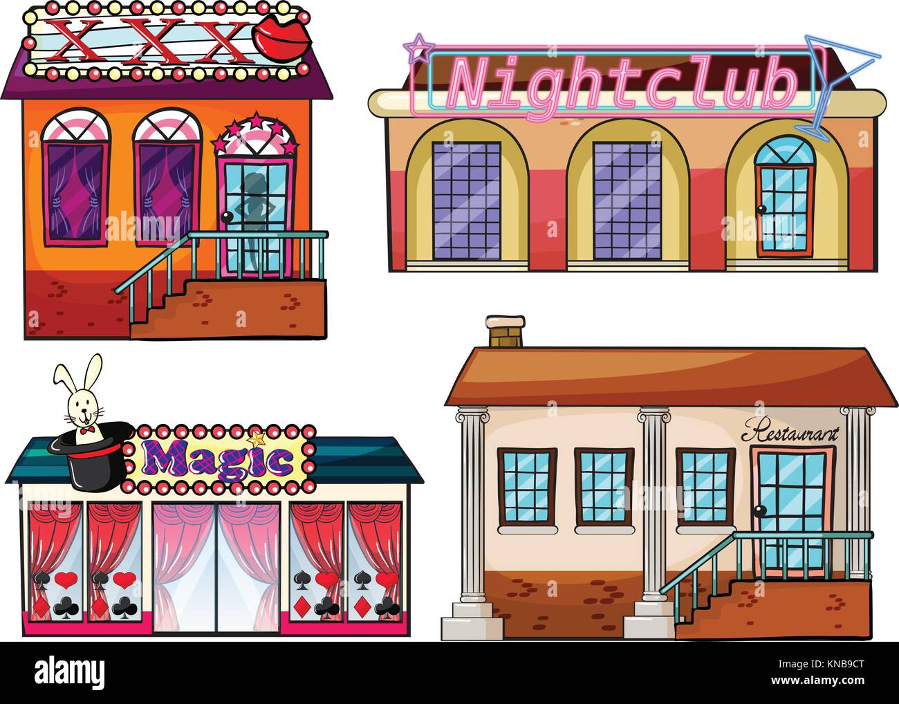 Illustration of an entertainment venue on a white background Stock ...