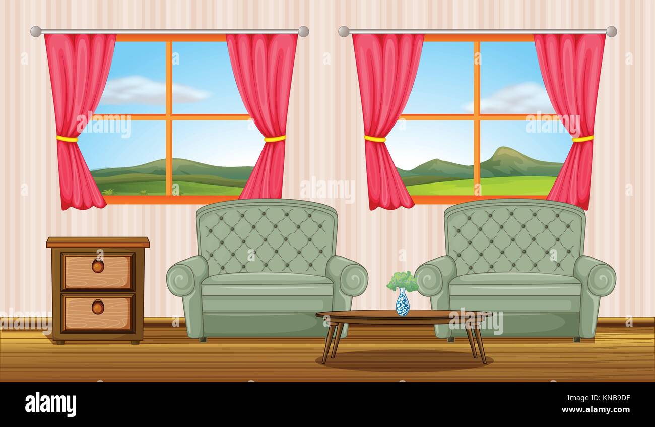 Illustration of a furniture and windows in a room Stock Vector Image ...