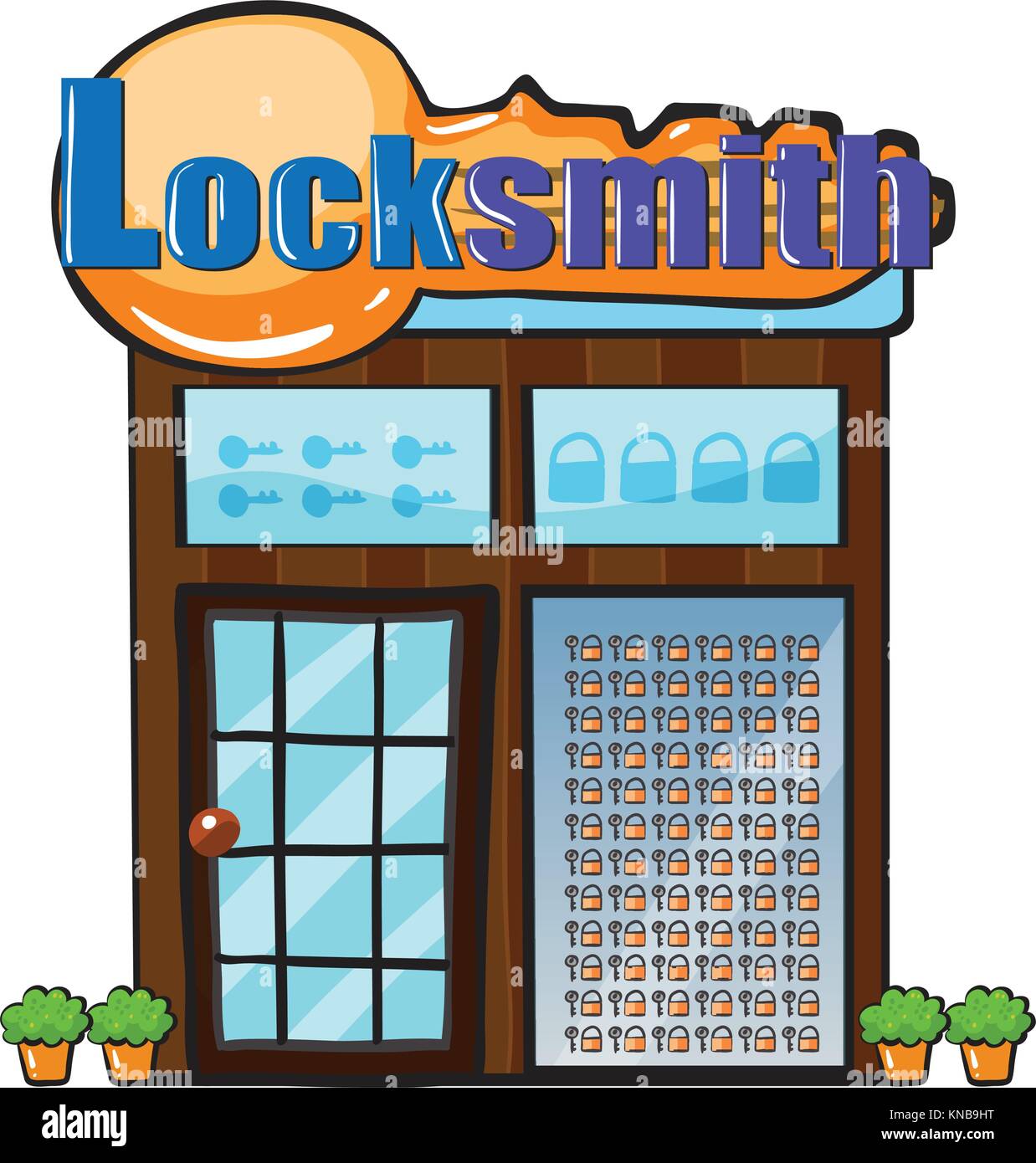 Illustration of a locksmith shop on a white background Stock Vector ...