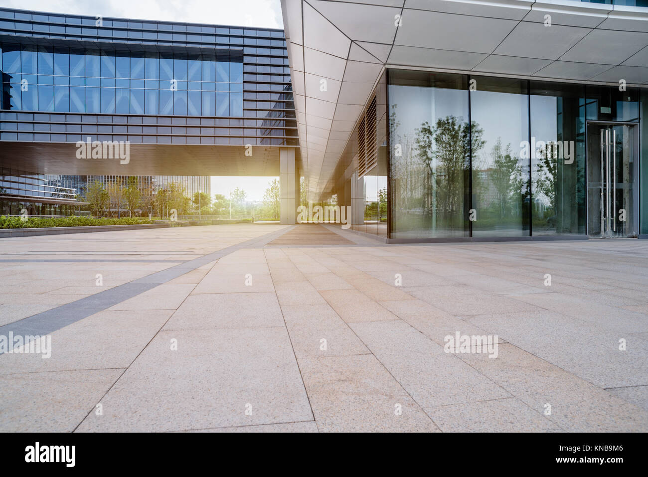 empty brick floor front of modern building in Shanghai Stock Photo - Alamy