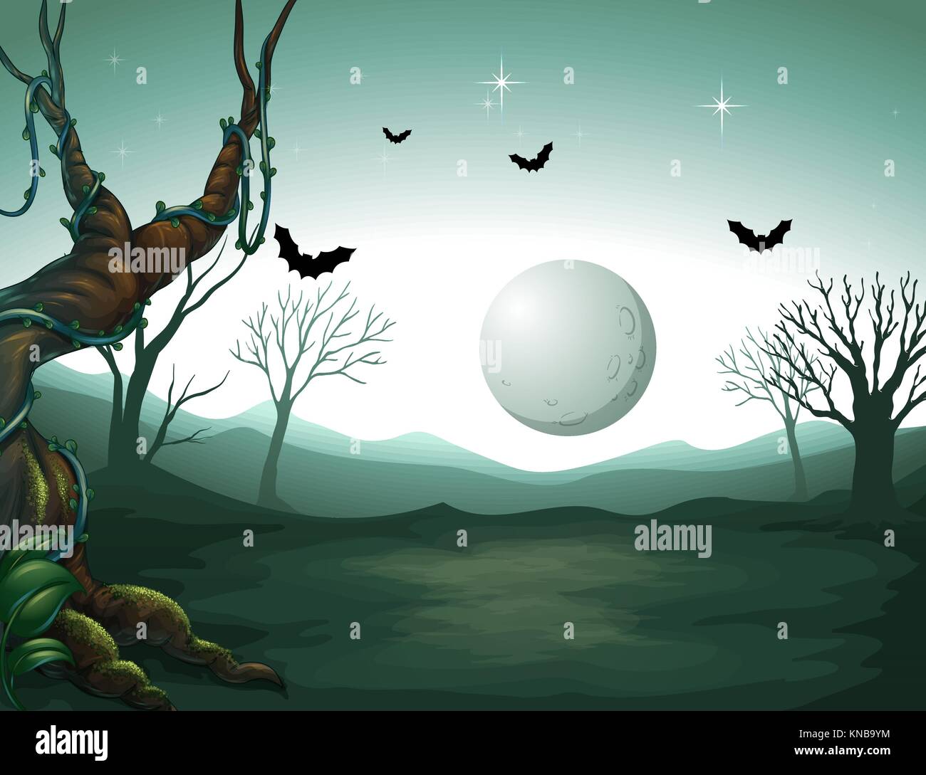 Illustration of a graveyard and a moon Stock Vector Image & Art - Alamy