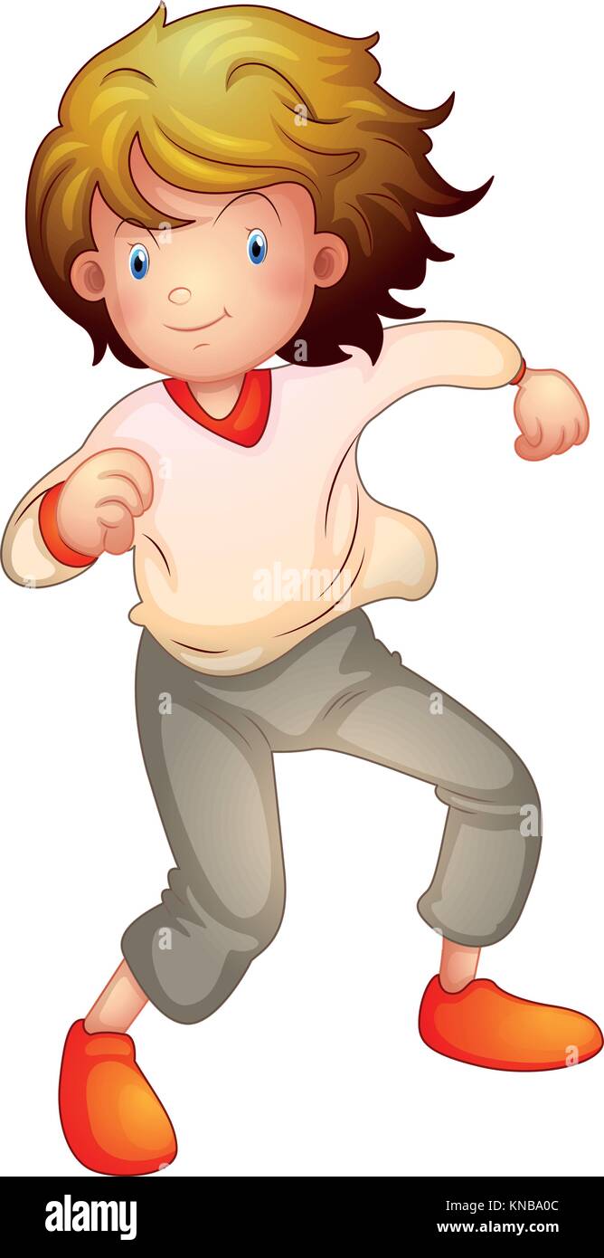 Illustration of a young boy dancing on a white background Stock Vector ...