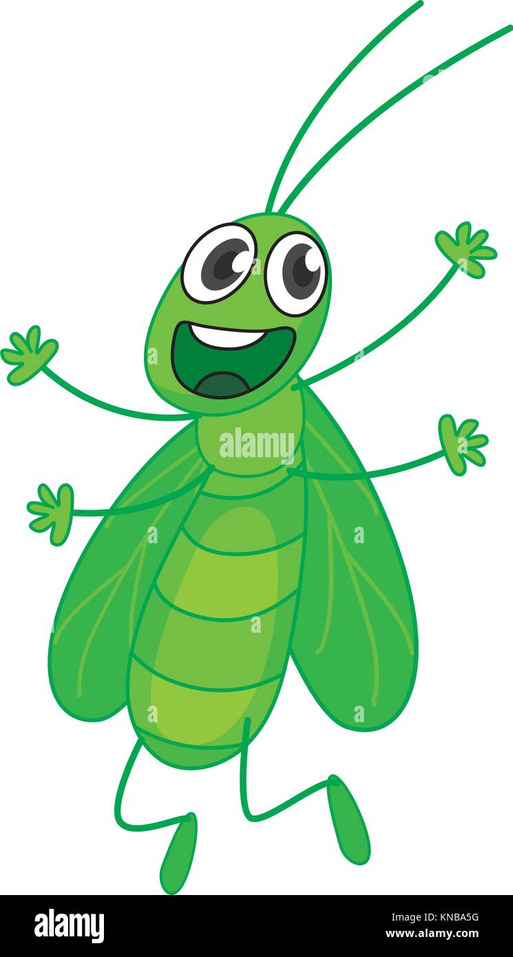 Illustration of a smiling grasshopper on a white background Stock ...