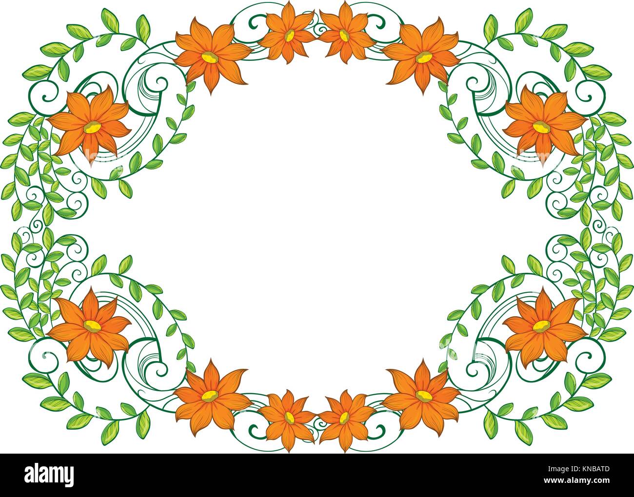 Flower Vines Border Doodled Flower Vine Border Stock Illustration