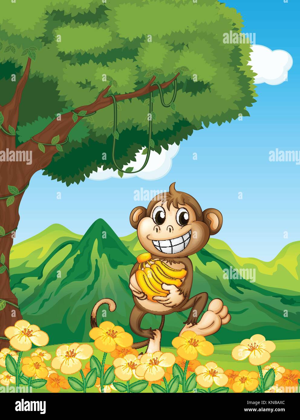Cartoon Monkey With Banana