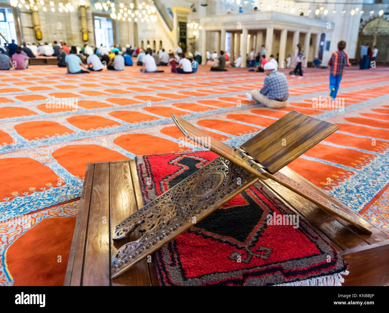 Unidentified Turkish Muslim men praying in Suleymaniye mosque.Old ...