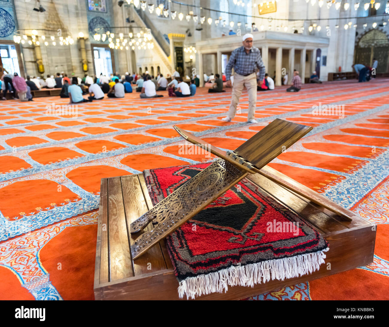 Unidentified Turkish Muslim men praying in Suleymaniye mosque.Old ...