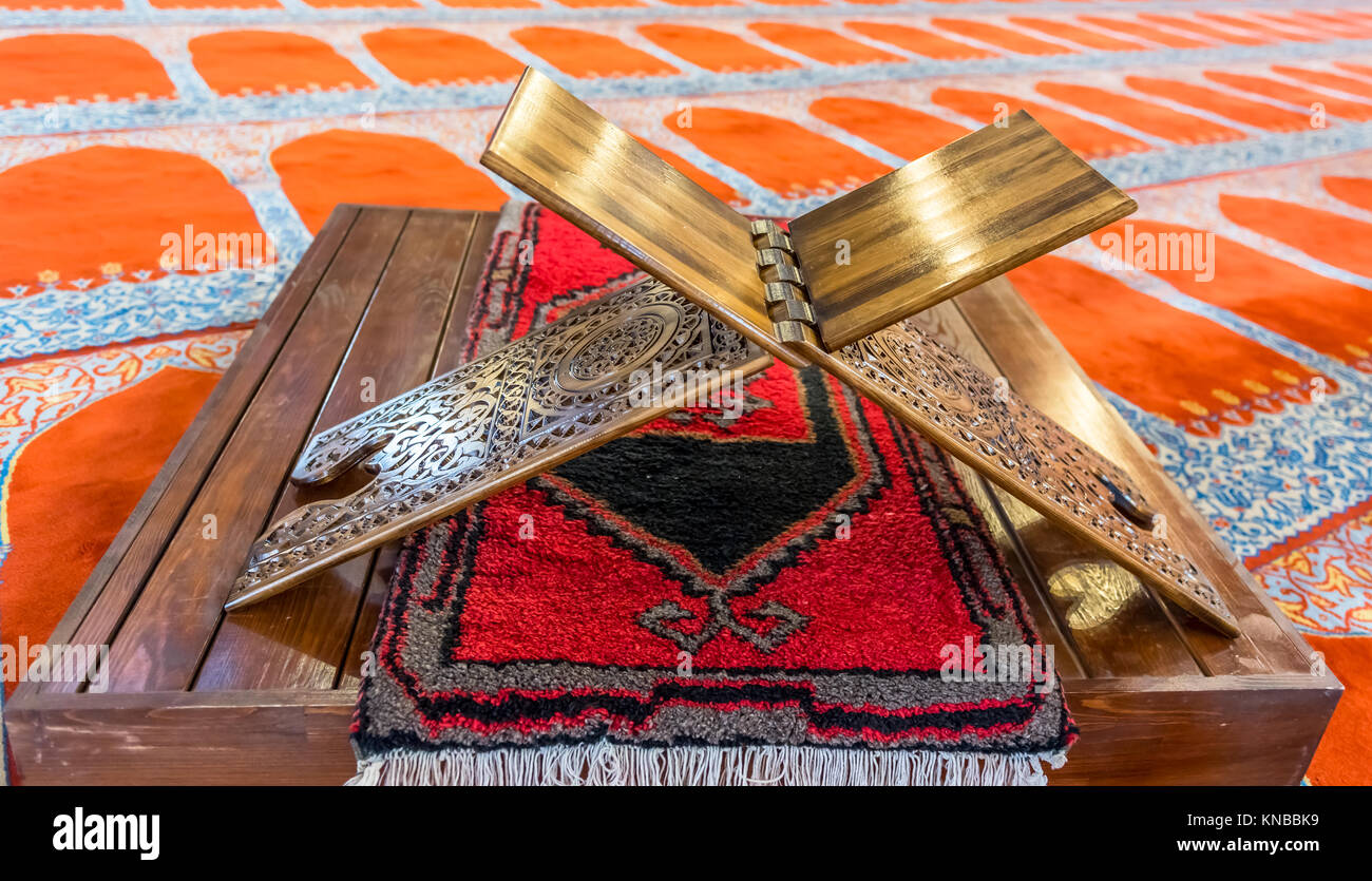 Old ancient Rahle (lectern) is a furniture used for reading Moslem Holy ...