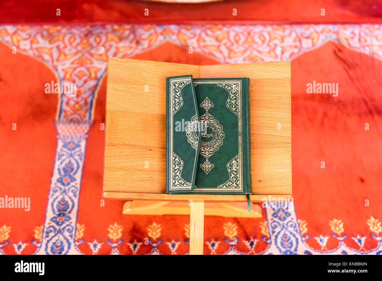 Old ancient Rahle (lectern) furniture and Moslem Holy Book the Quran in ...