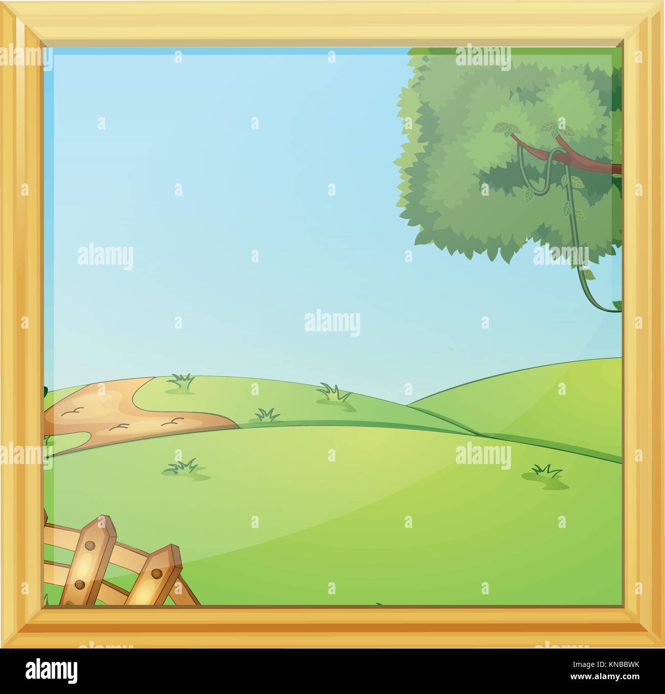 Illustration of a beautiful landscape photo frame on a white background ...