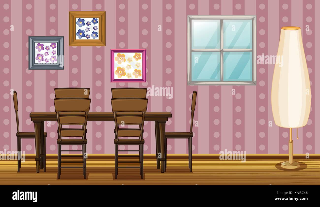 Illustration of a dinning table in a room Stock Vector Image & Art - Alamy
