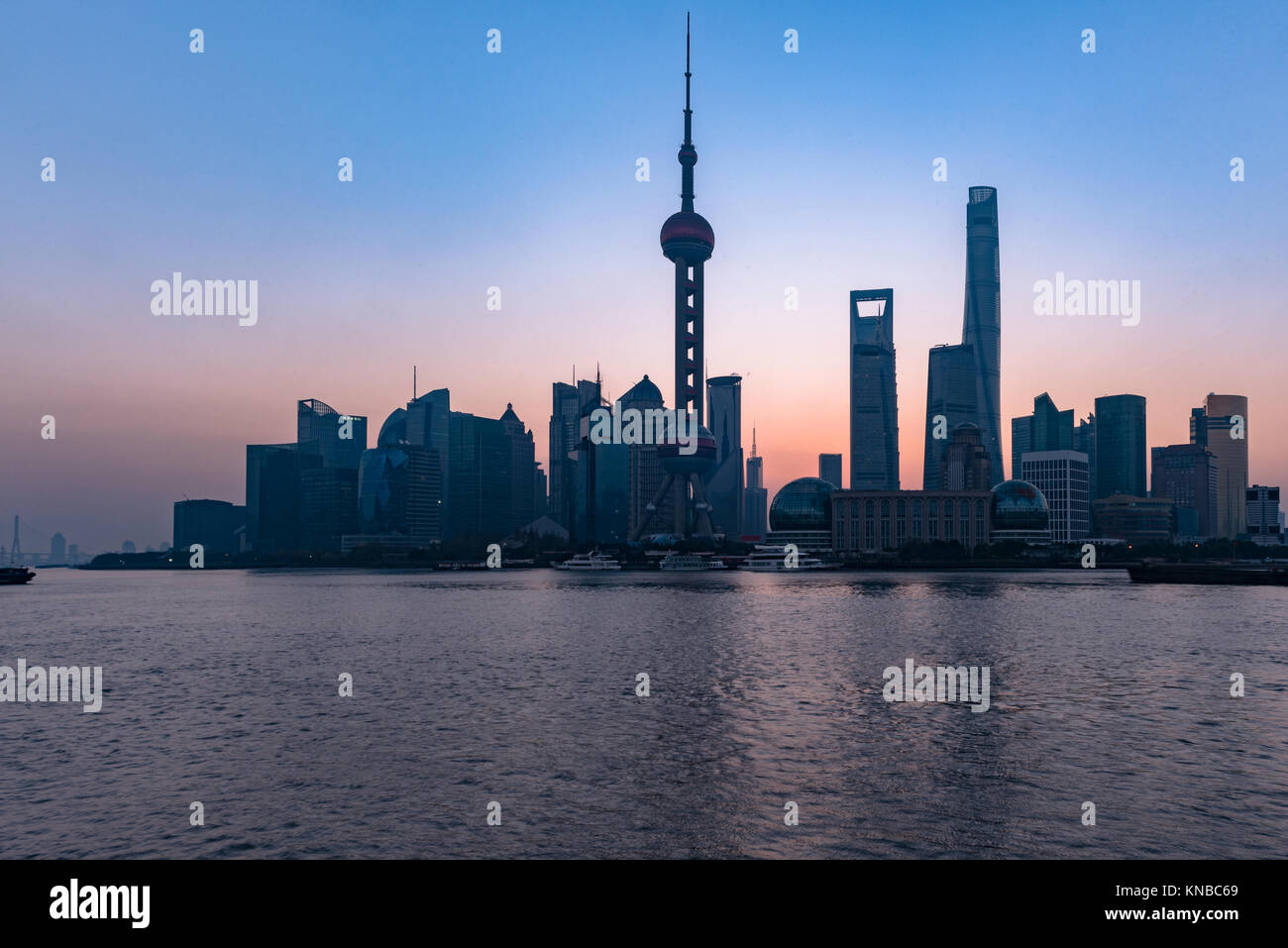 Shanghai skyline panorama in blue tone Stock Photo - Alamy