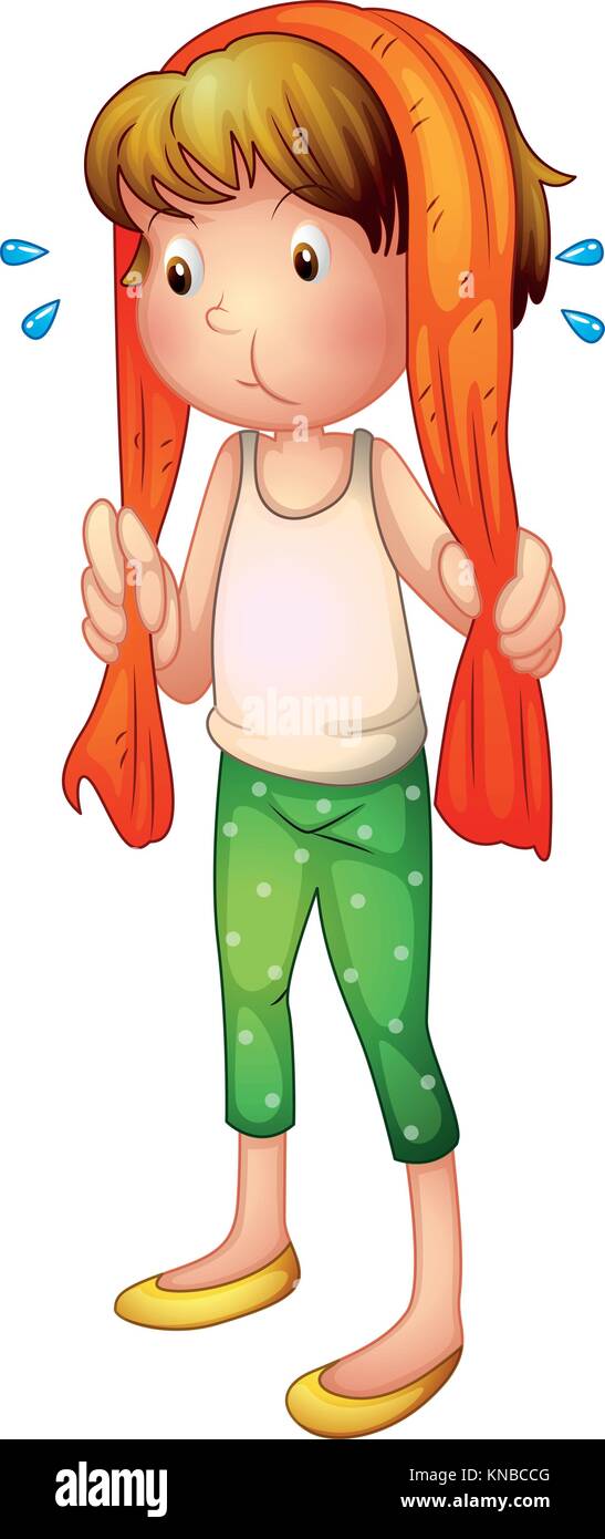 Illustration of a sweaty girl on a white background Stock Vector Image ...