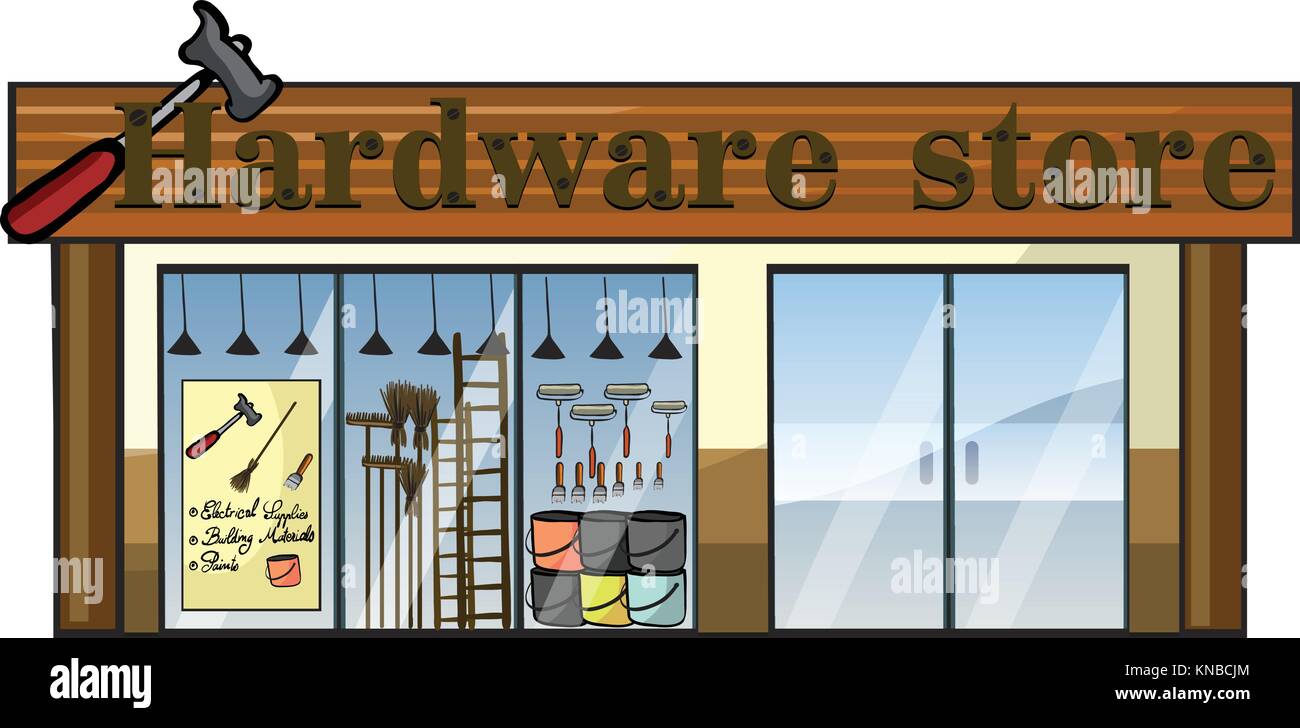 Illustration of a hardware store on a white background Stock Vector ...