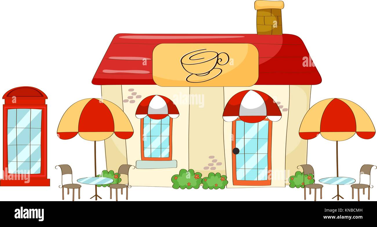 illustration of a coffee house on a white background Stock Vector Image ...