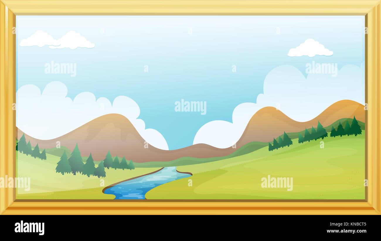 Illustration of a frame of a mountain view Stock Vector Image & Art - Alamy