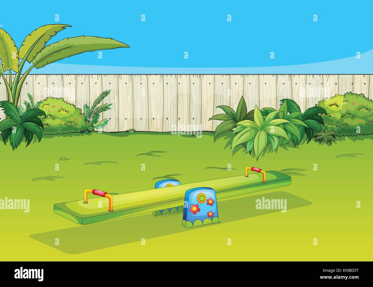 Illustration of a sea-saw playing equipment in a beautiful nature Stock ...