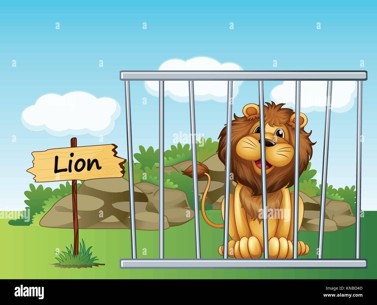 Illustration of a lion in a fence Stock Vector Image & Art - Alamy
