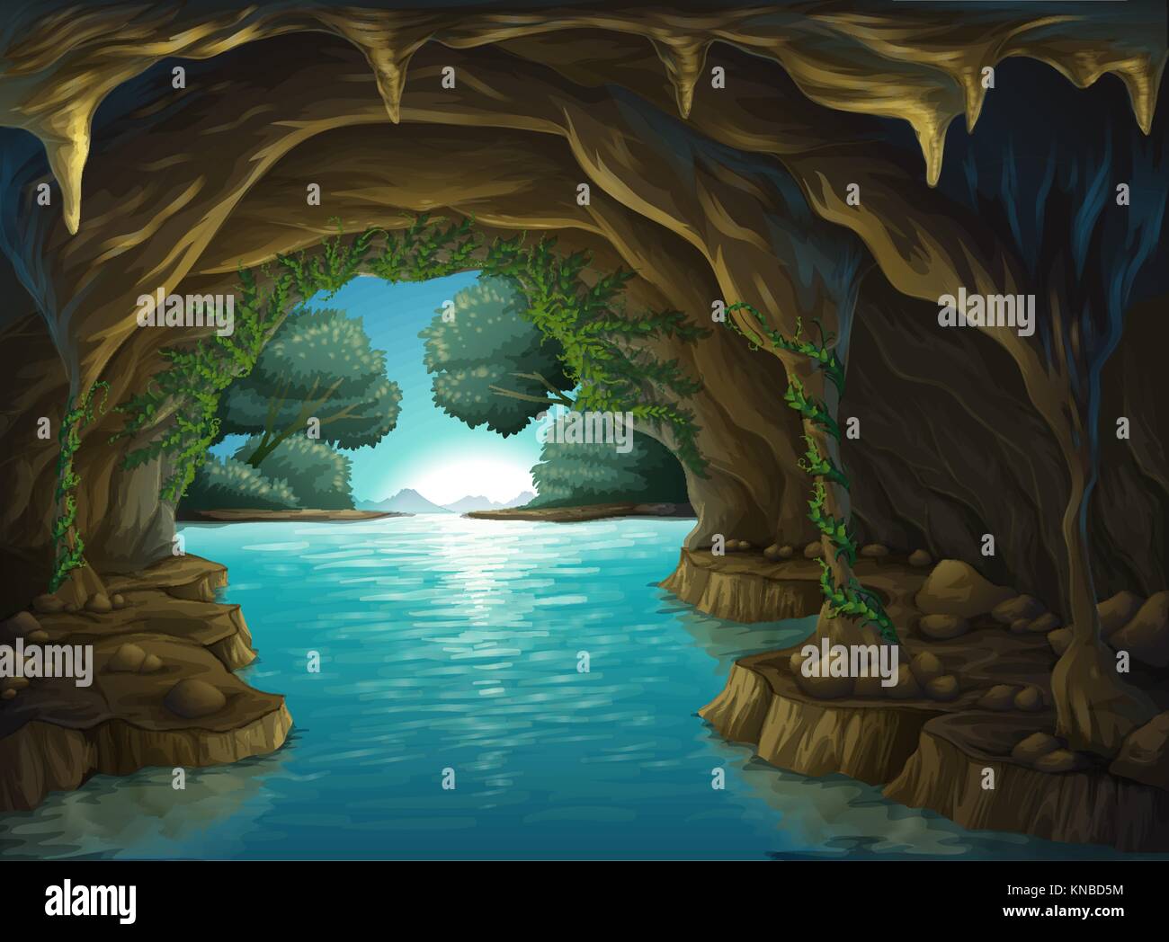 Stream river water cave flow Stock Vector Images - Alamy