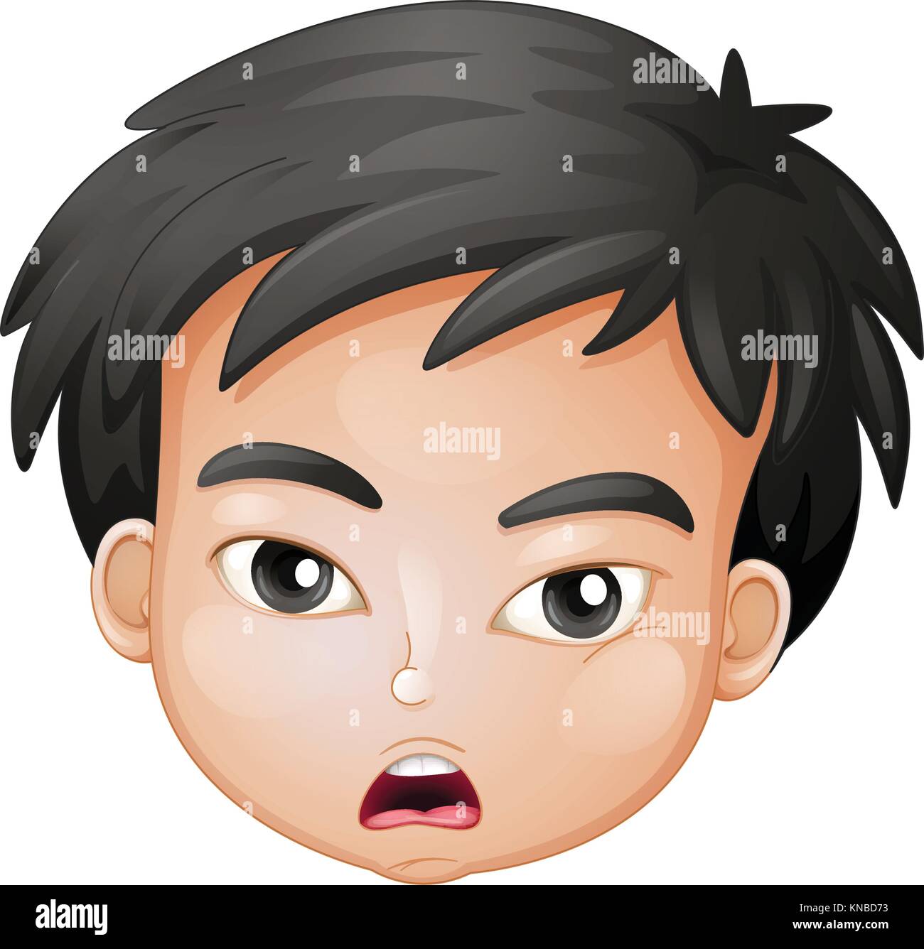 Illustration of a head of a young boy on a white background Stock ...