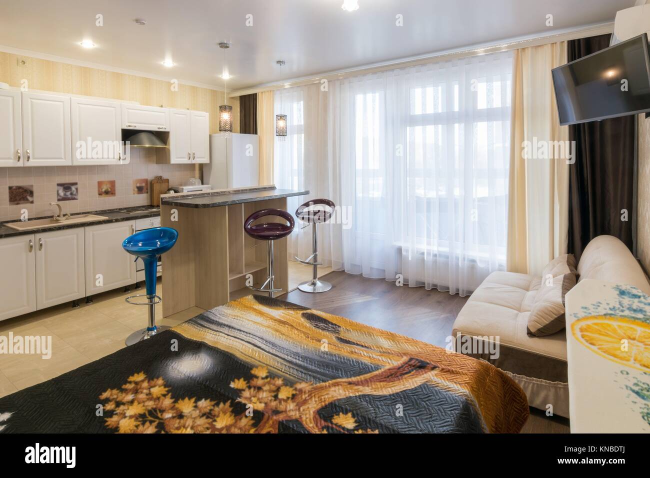 One room studio apartment bed hi-res stock photography and images - Alamy