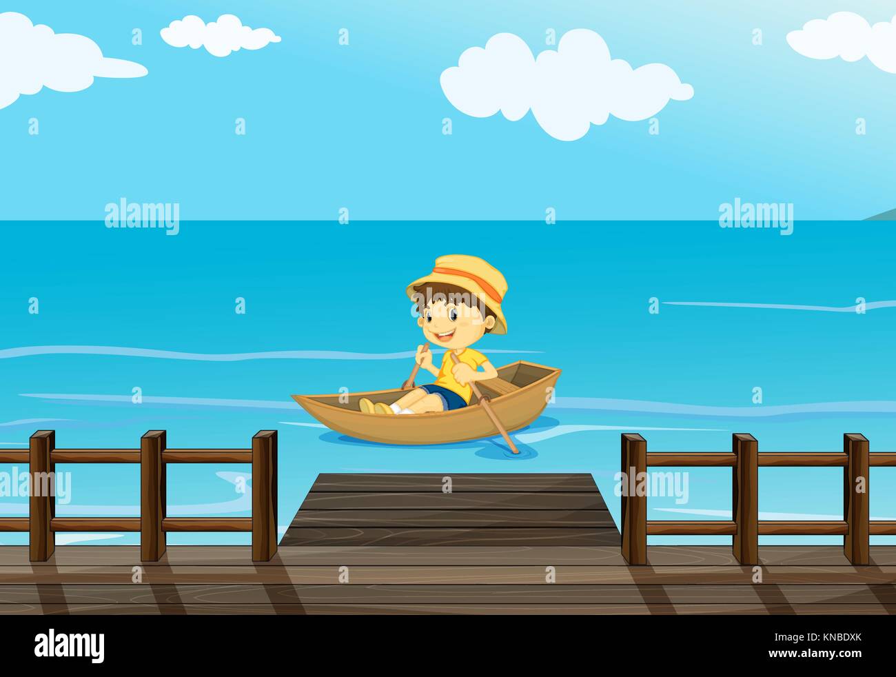 Boy male boating boat Stock Vector Images - Alamy