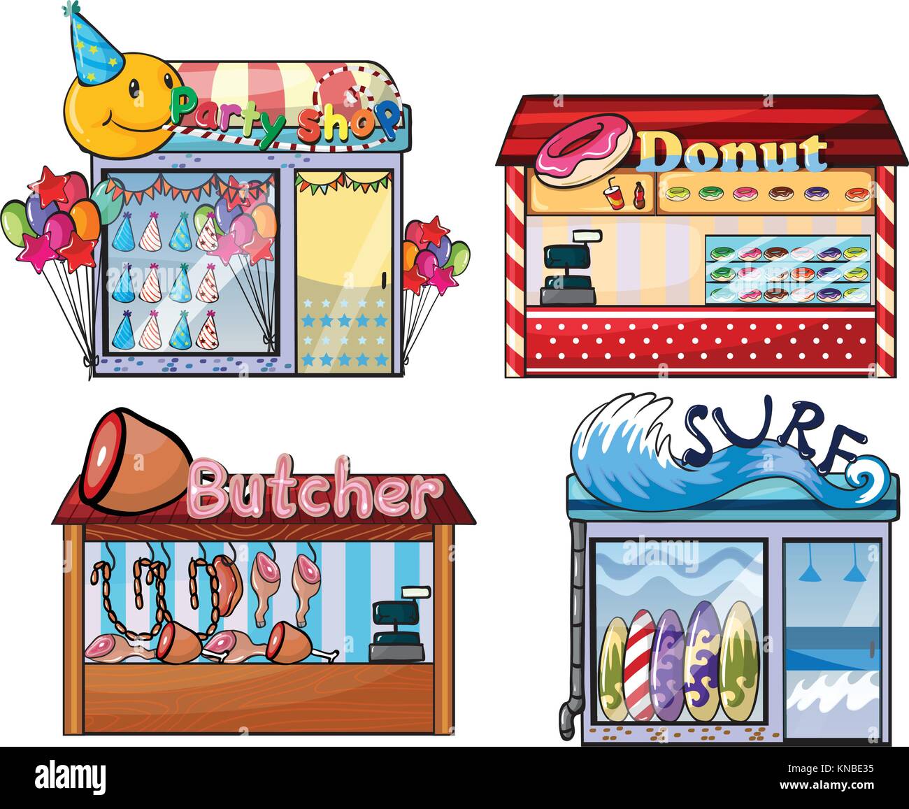 Illustration of a set of shops Stock Vector Image & Art - Alamy