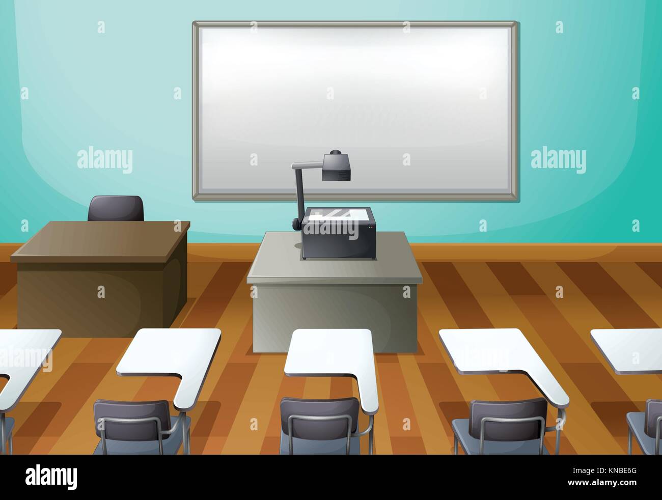 Illustration of an empty classroom with a projector Stock Vector Image ...