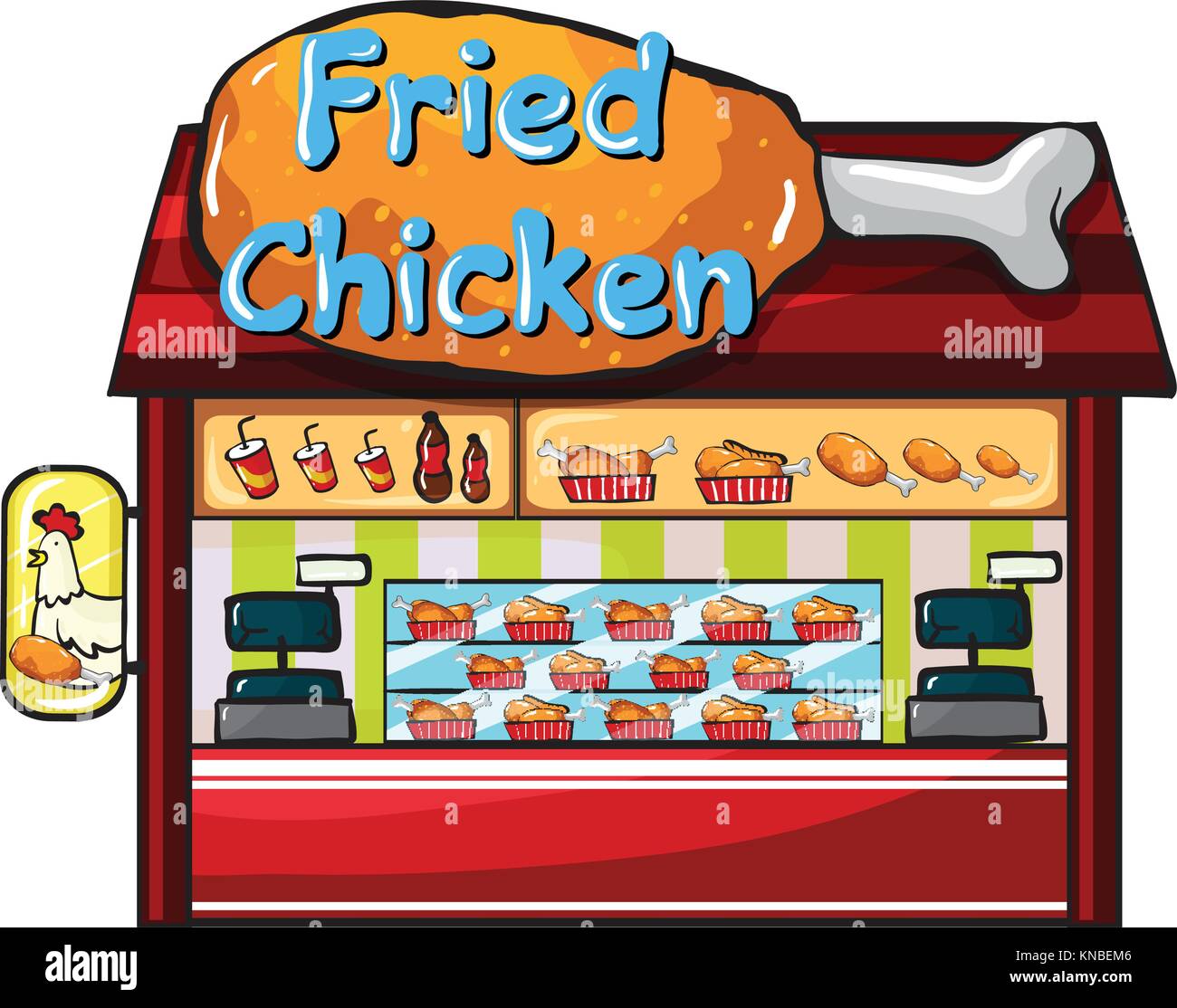 Illustration of a fast food restaurant on a white background Stock ...