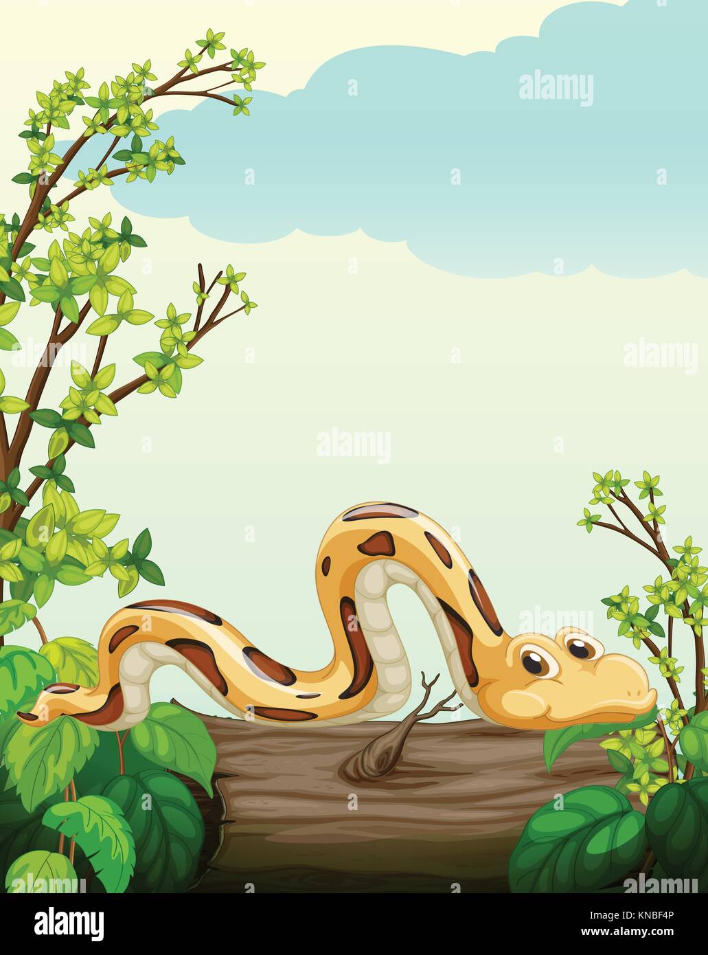Illustration of a snake on tree in green nature Stock Vector Image ...