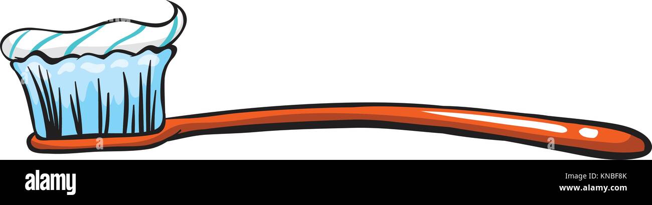 Illustration of a toothbrush with a toothpaste on a white background ...