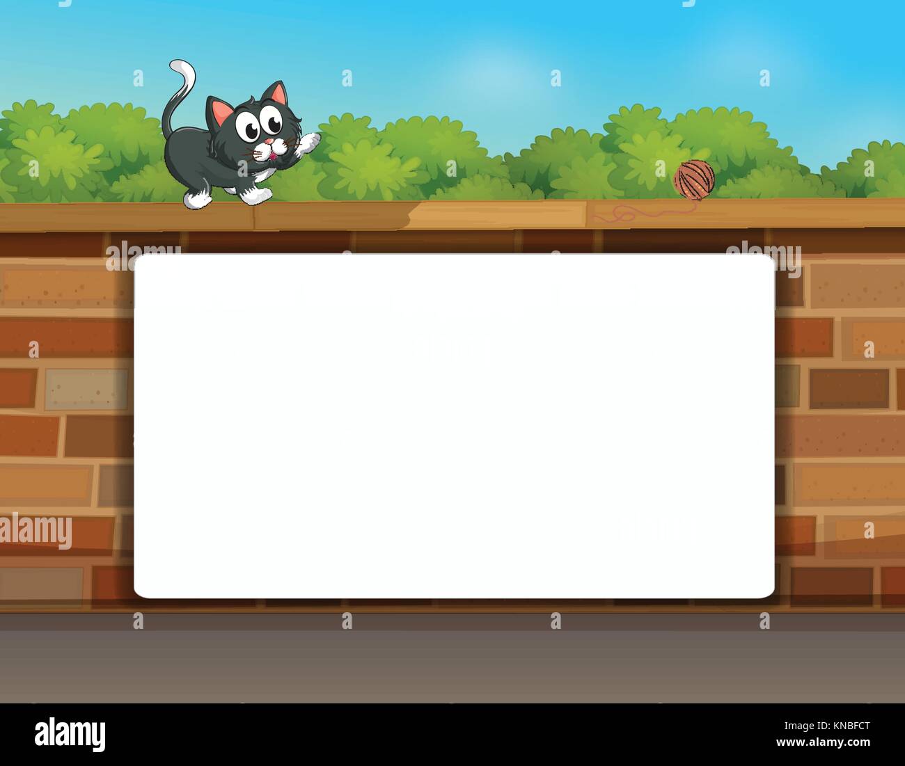 Illustration of a cat and a white board in a beautiful nature Stock ...