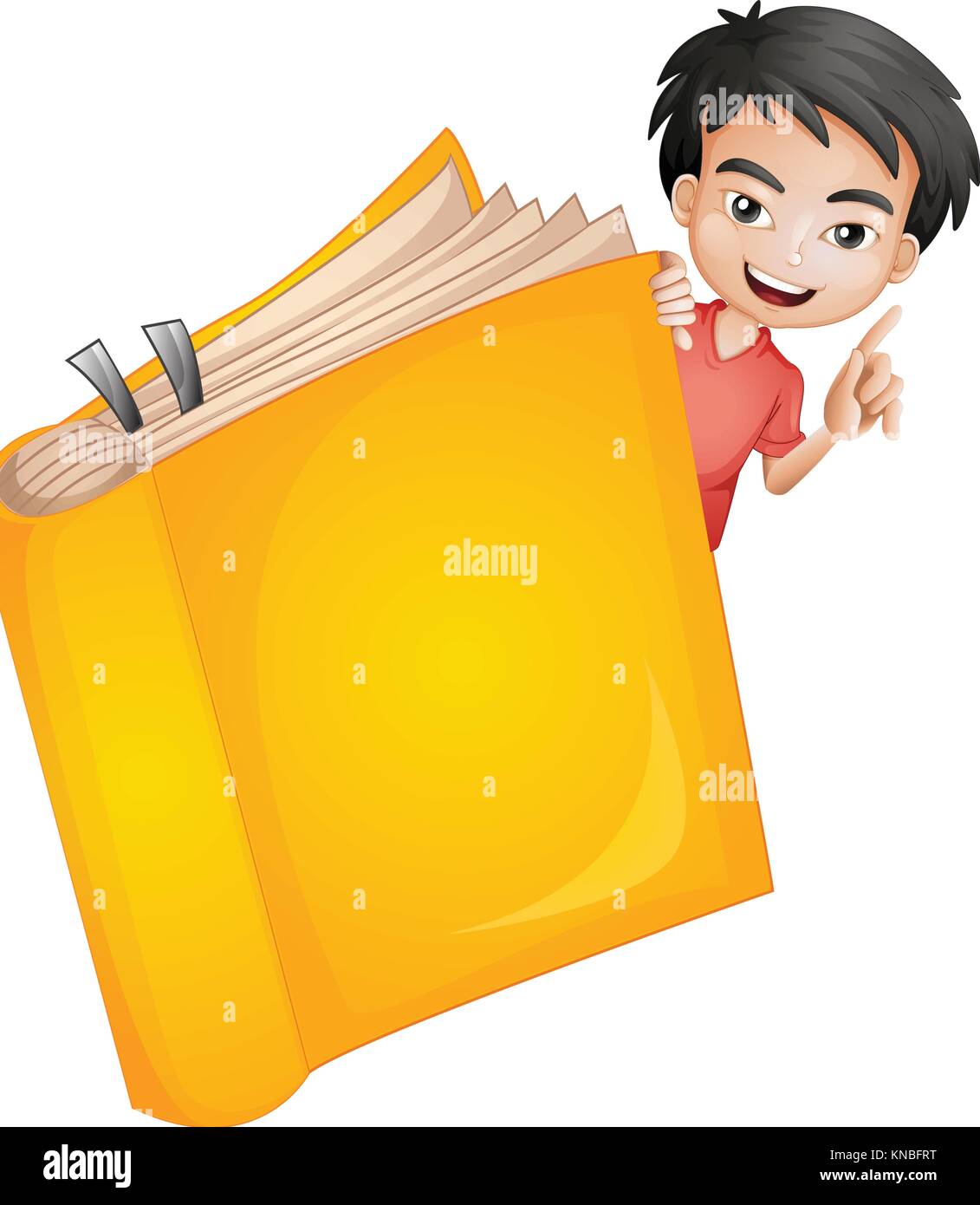 Illustration of a boy and a book on a white background Stock Vector ...