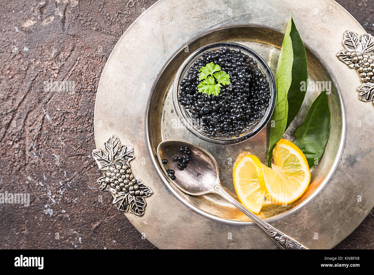 Black caviar on ice Stock Photo - Alamy