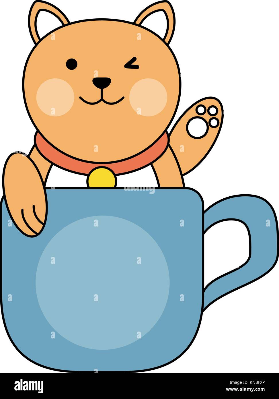 Cute cat in mug cartoon Stock Vector Image & Art - Alamy