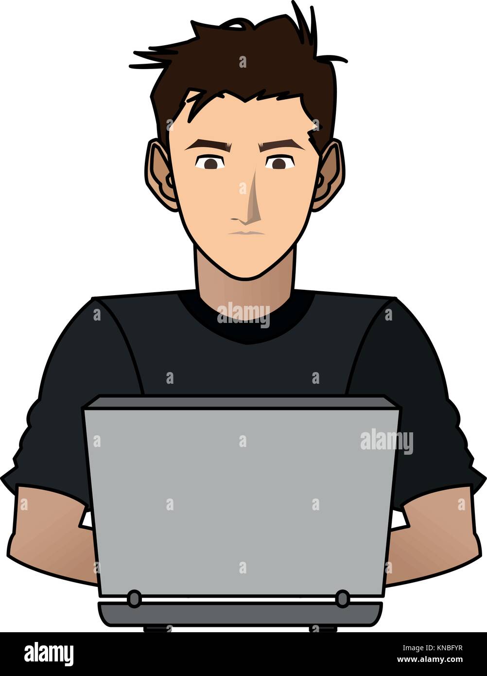 Man cartoon with laptop Stock Vector Image & Art - Alamy