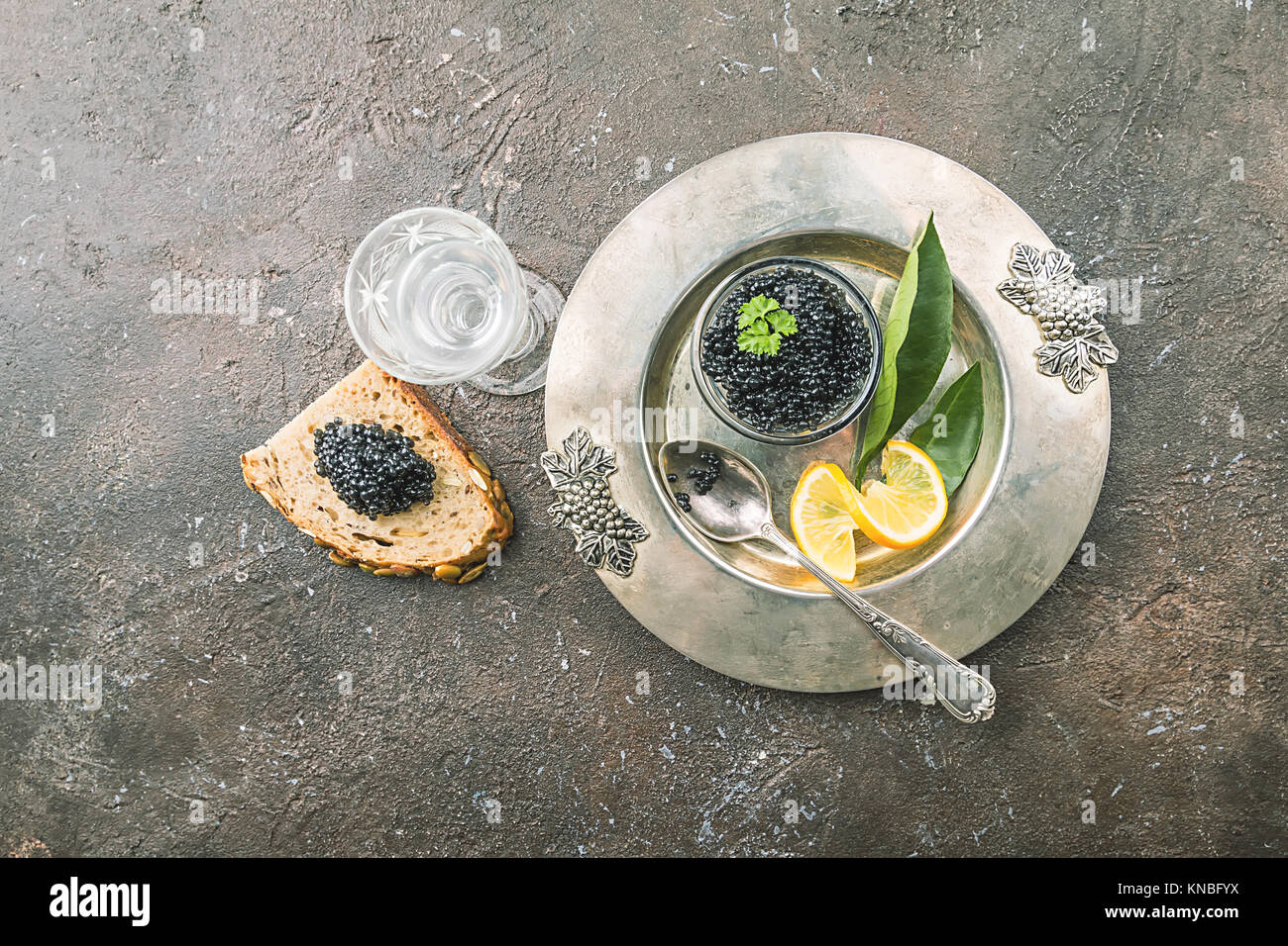 Black caviar on ice Stock Photo - Alamy