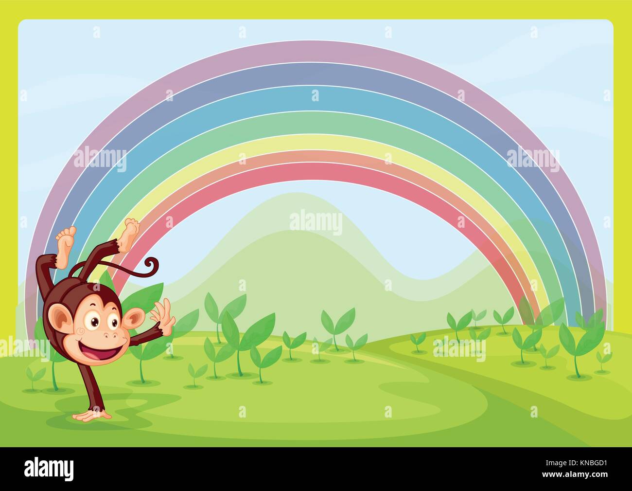Illustration of rainbow and monkey playing in nature Stock Vector Image ...