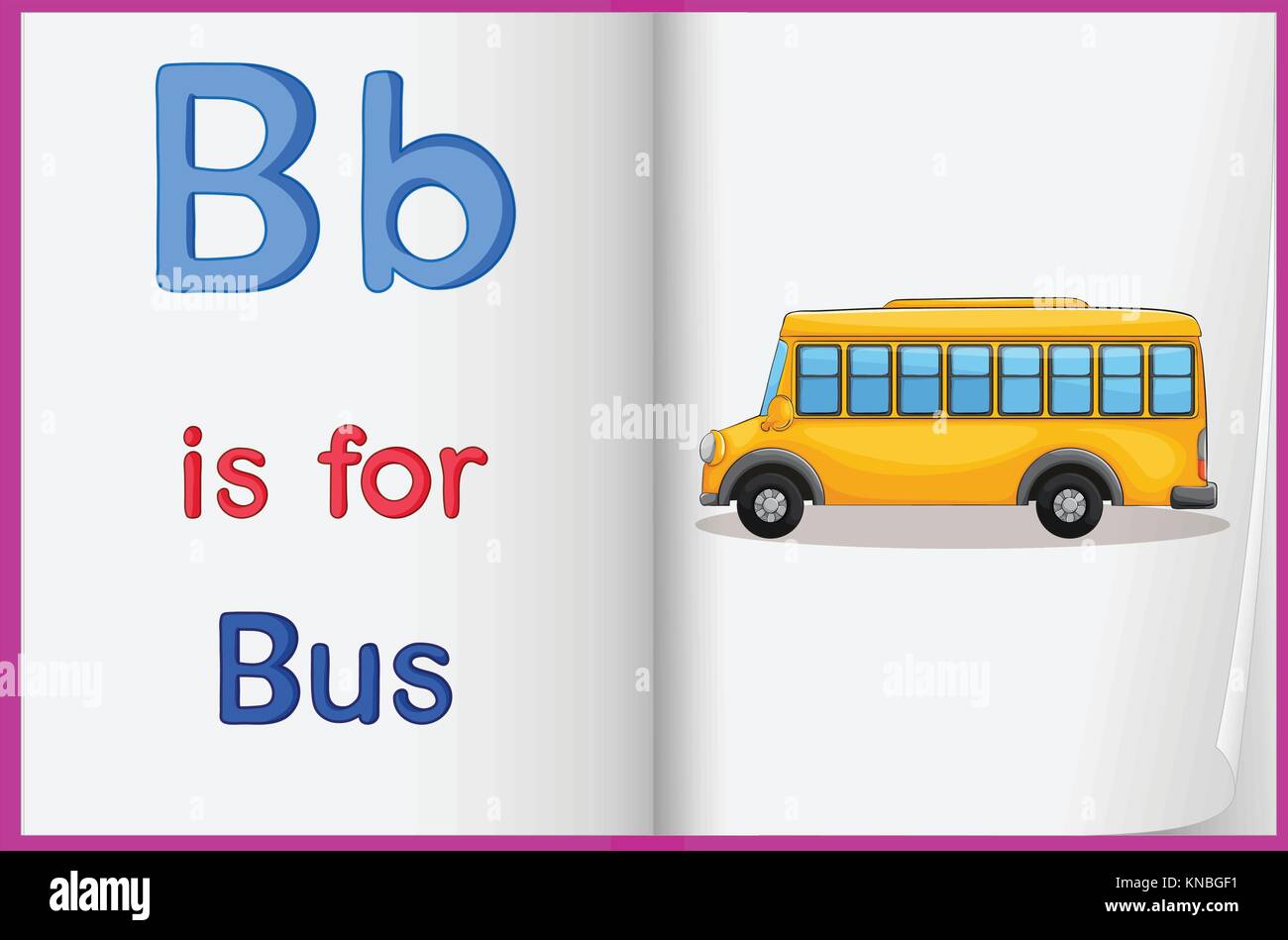 Illustration of a bus in a book on a white background Stock Vector ...