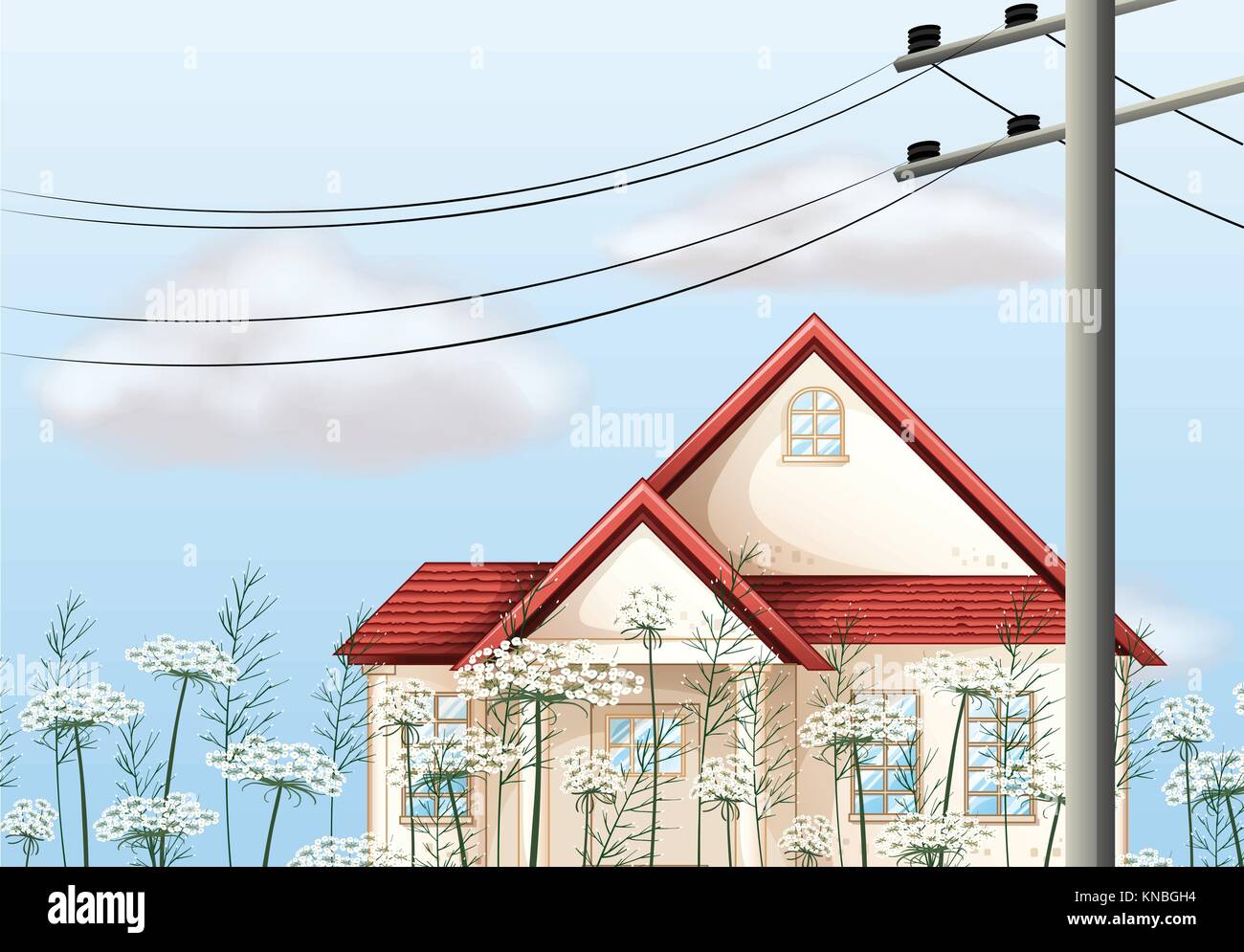 Beautiful red rural house Stock Vector Images - Alamy