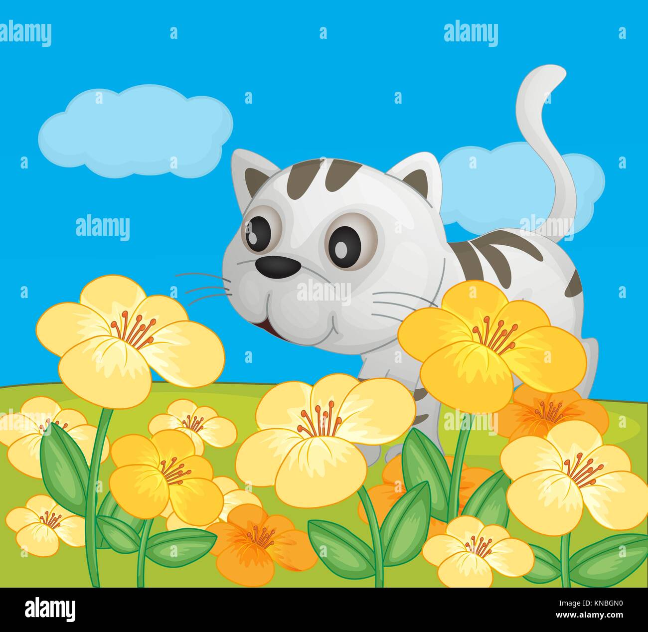 Illustration of a cat in a beautiful nature Stock Vector Image & Art ...