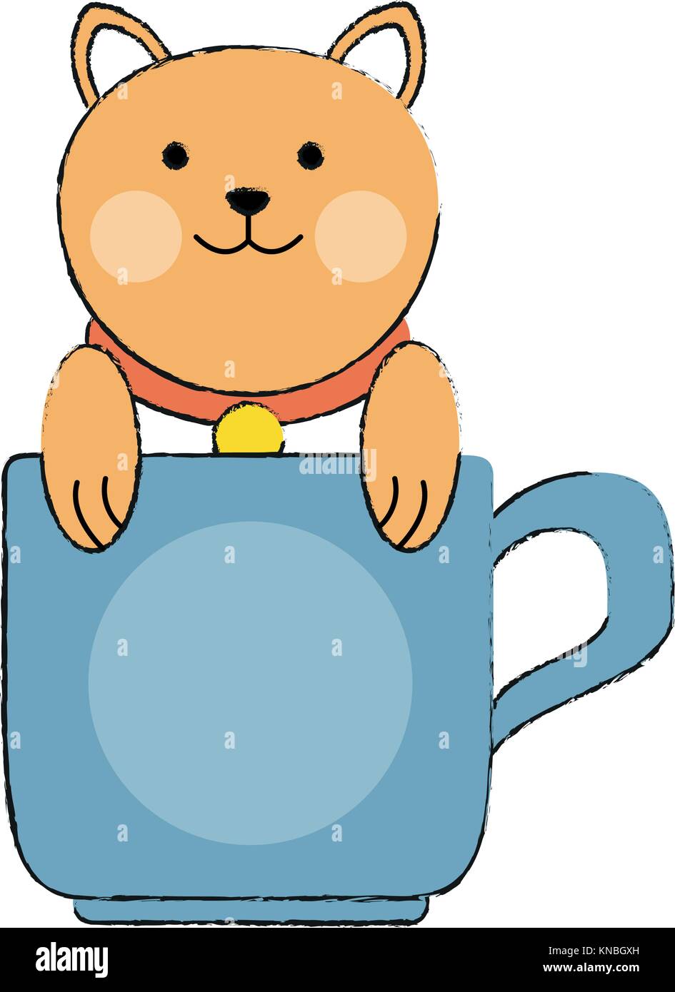 Cute cat in mug cartoon Stock Vector Image & Art - Alamy