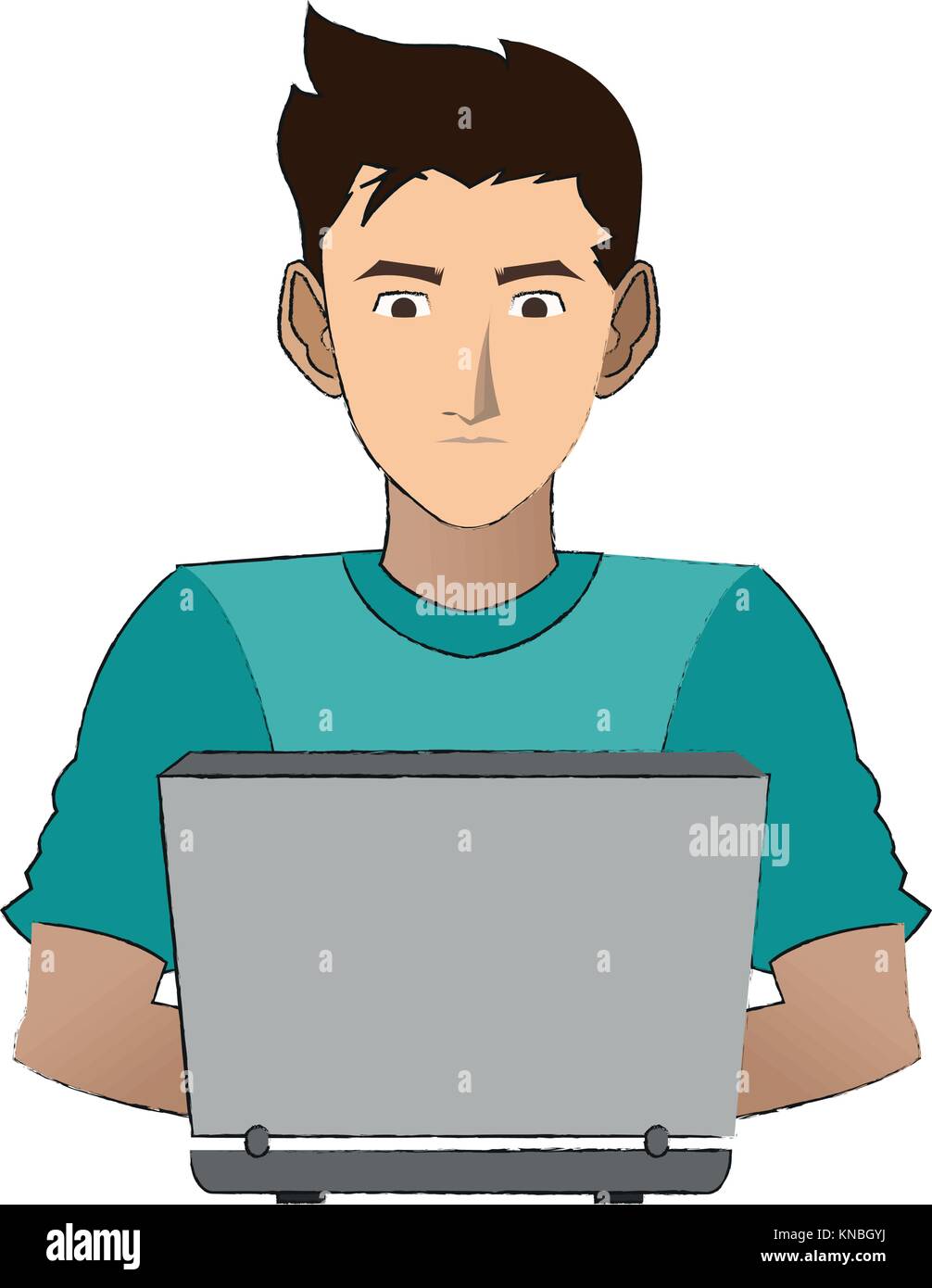 Man cartoon with laptop Stock Vector Image & Art - Alamy