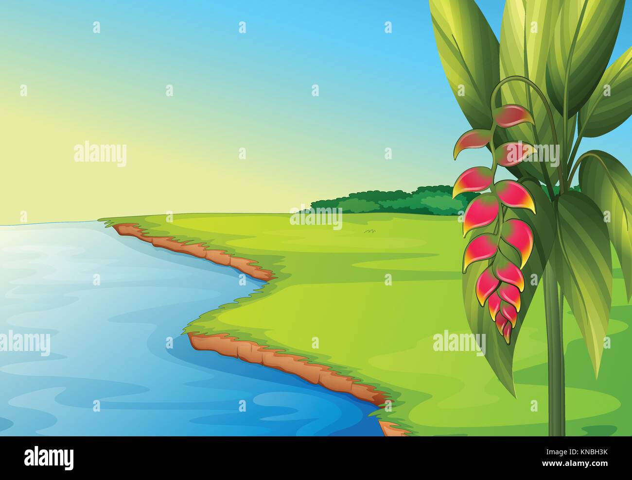 Panoramic view tropical ocean Stock Vector Images - Alamy