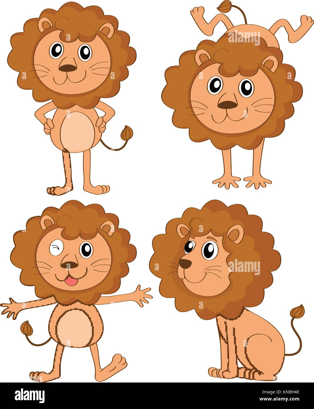 Illustration of four lions on a white background Stock Vector Image ...
