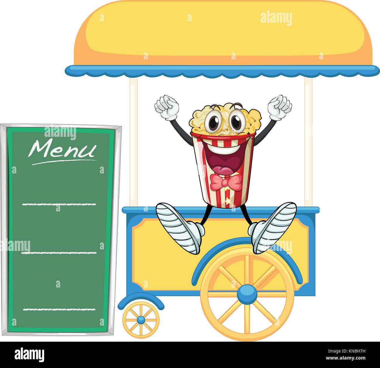 illustration of a cart stall and a popcorn on a white background Stock ...