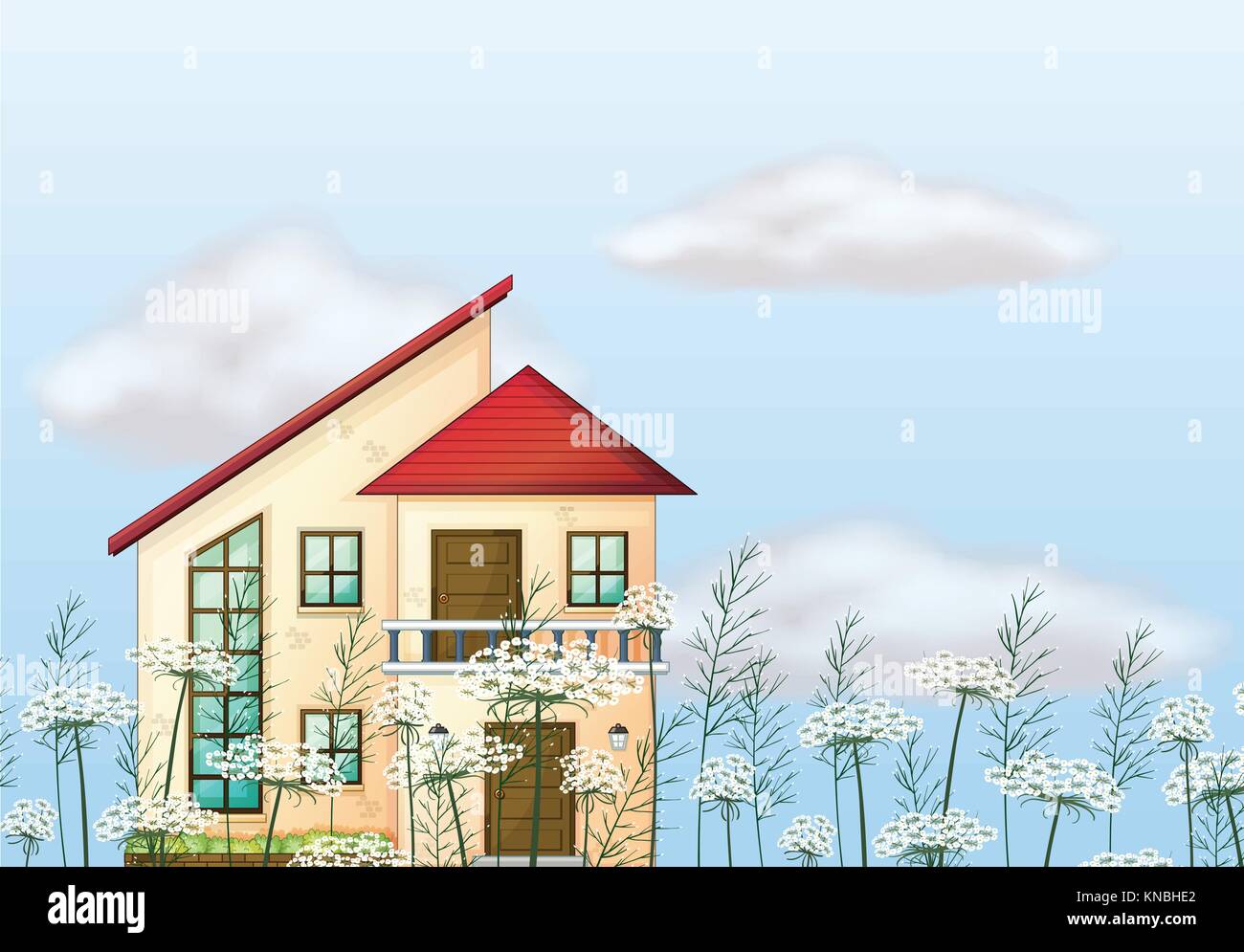 Illustration of a red color roof house Stock Vector Image & Art - Alamy