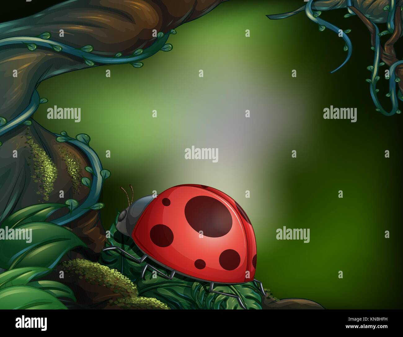 Illustration of a ladybug in a beautiful forest Stock Vector Image ...
