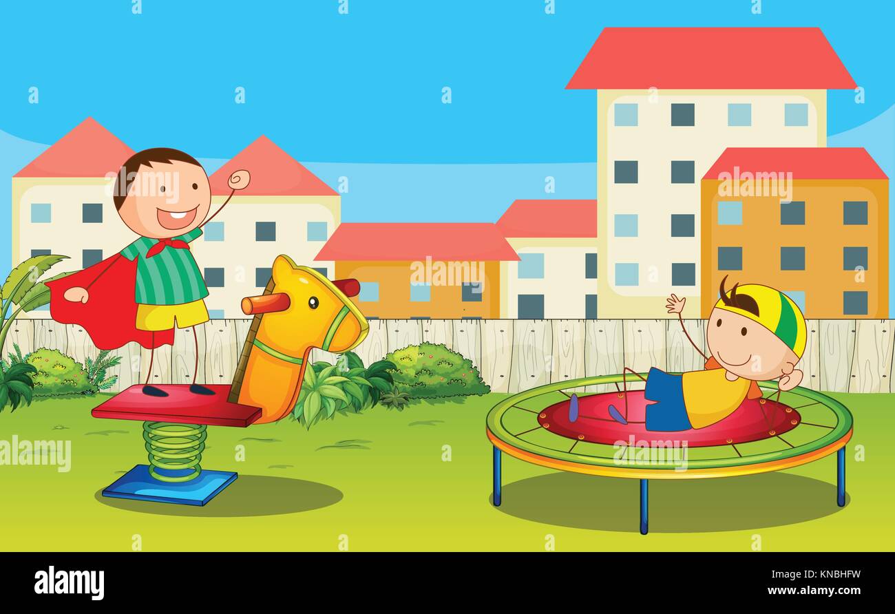 Illustration of kids playing in a beautiful nature Stock Vector Image ...