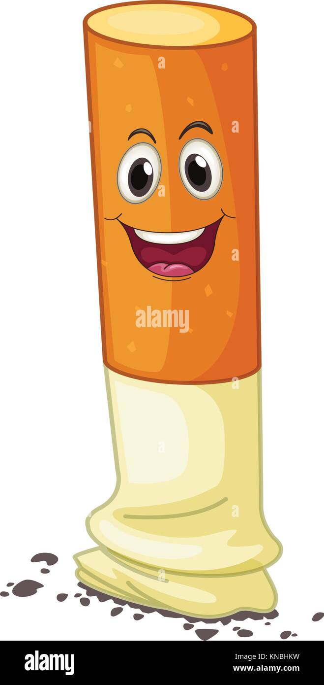 illustration of a cigarette with face on a white background Stock ...